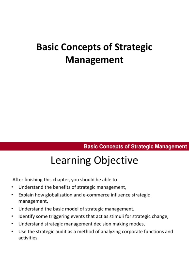 Chapter 1 Basic Concepts of Strategic Management | PDF | Strategic ...