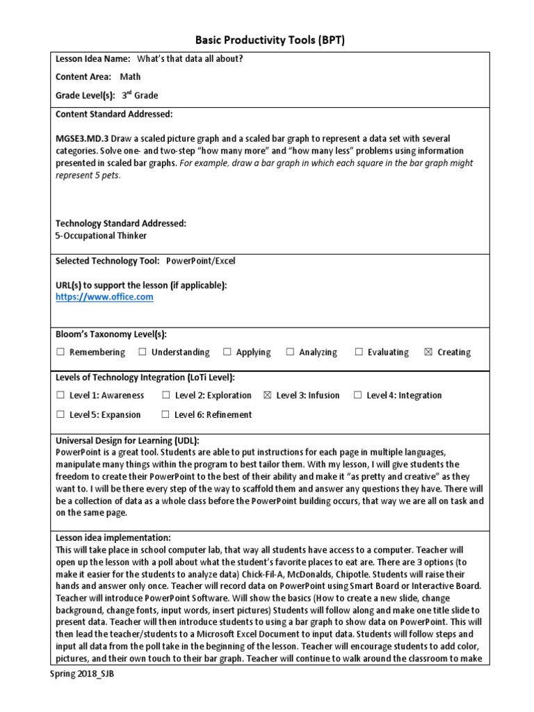 BPT Lesson Plan | PDF | Microsoft Power Point | Microsoft Excel