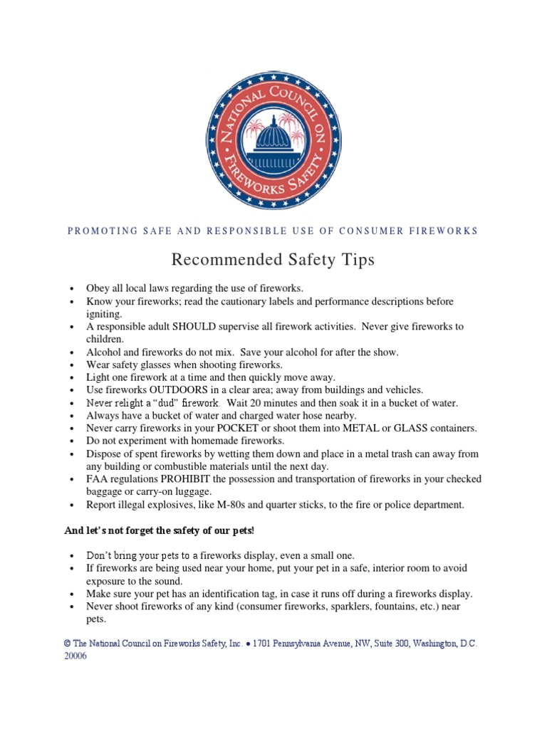 Fireworks Safety Tips - NCFS 2018 | PDF