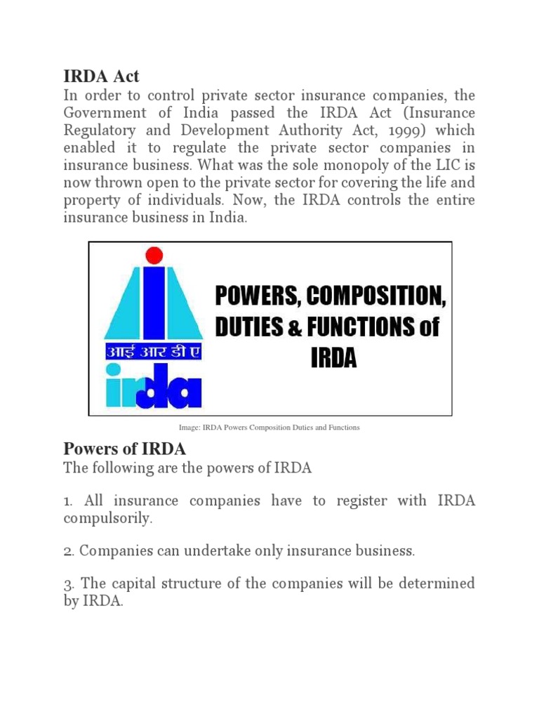IRDA Act | Download Free PDF | Insurance | Economics