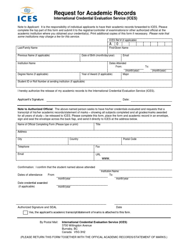 Request For Academic Records Authorization | PDF | Mail | Written ...