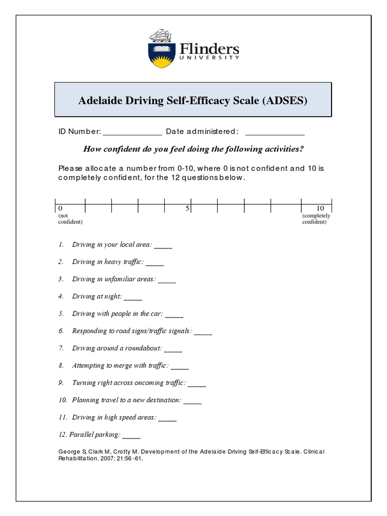 Measuring Driver Confidence: The Adelaide Driving Self-Efficacy Scale ...