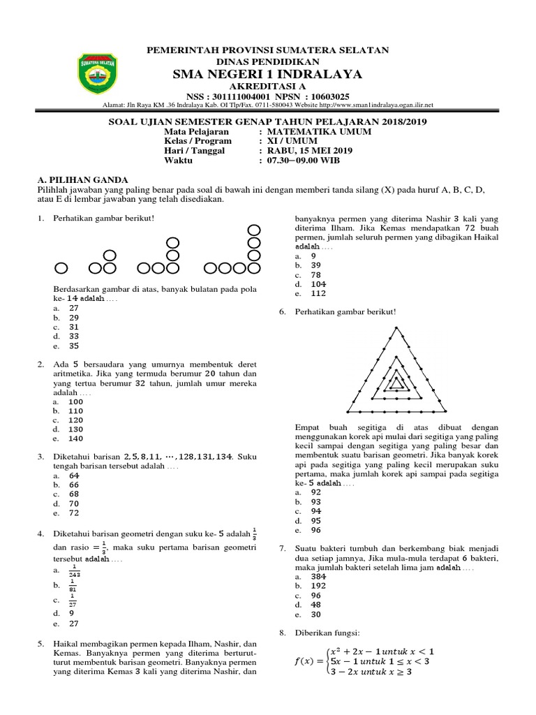 Mading Matematika SMP: Soal Ujian | PDF