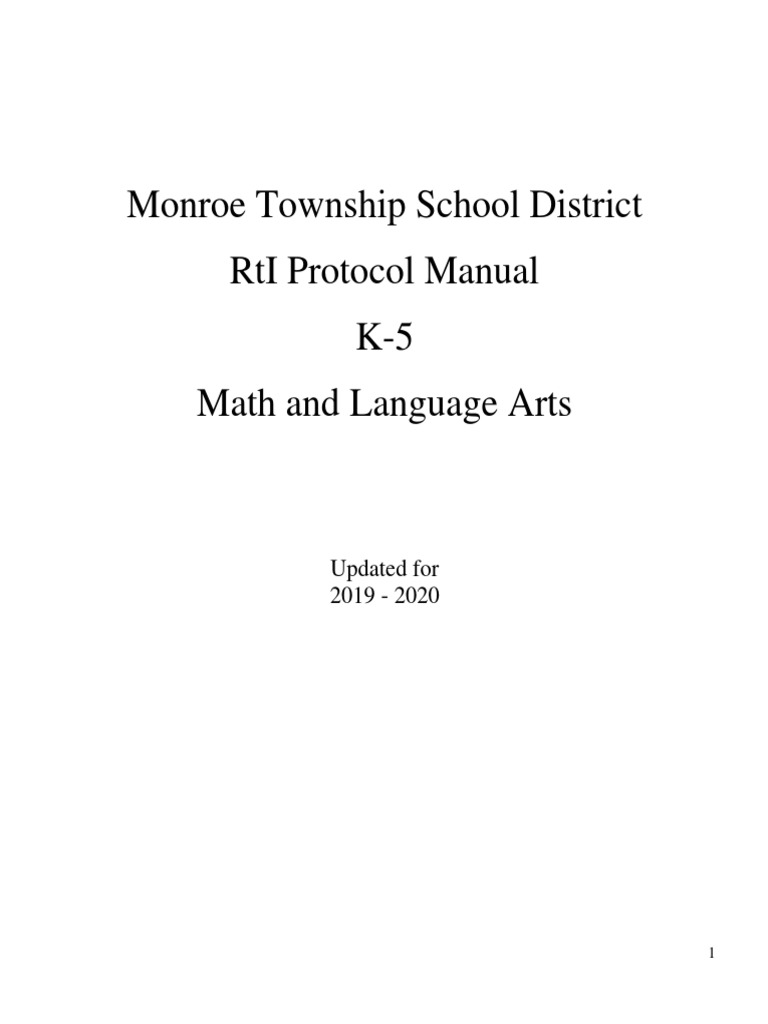 k-5 Rti Manual Updated 9-13-18 | PDF | Learning | Cognition