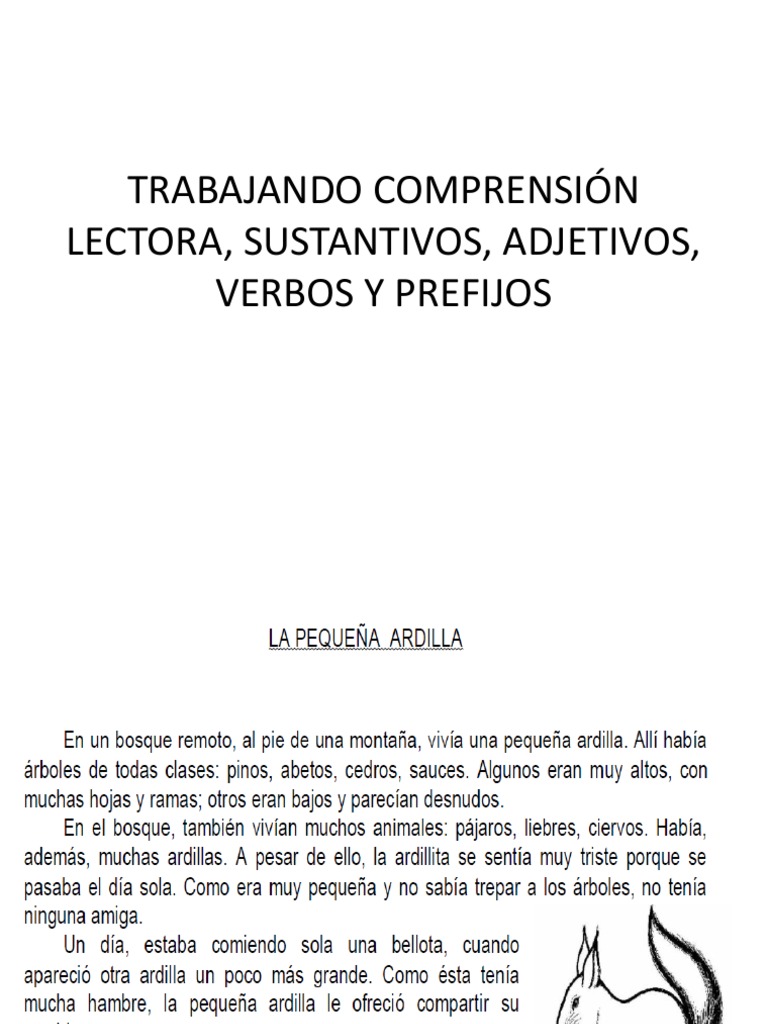 Trabajando Comprensión Lectora, Sustantivos, Adjetivos | PDF