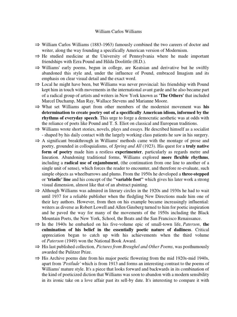 William Carlos Williams | PDF | Poetry