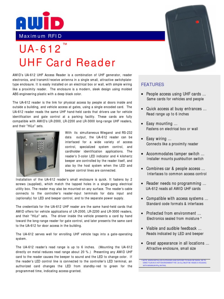 Awid Ua-612 Reader | PDF | Power Supply | Telecommunications