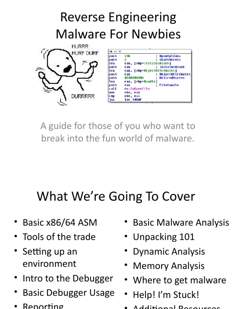 Reverse Engineering Malware For Newbies: A Guide For Those of You Who ...