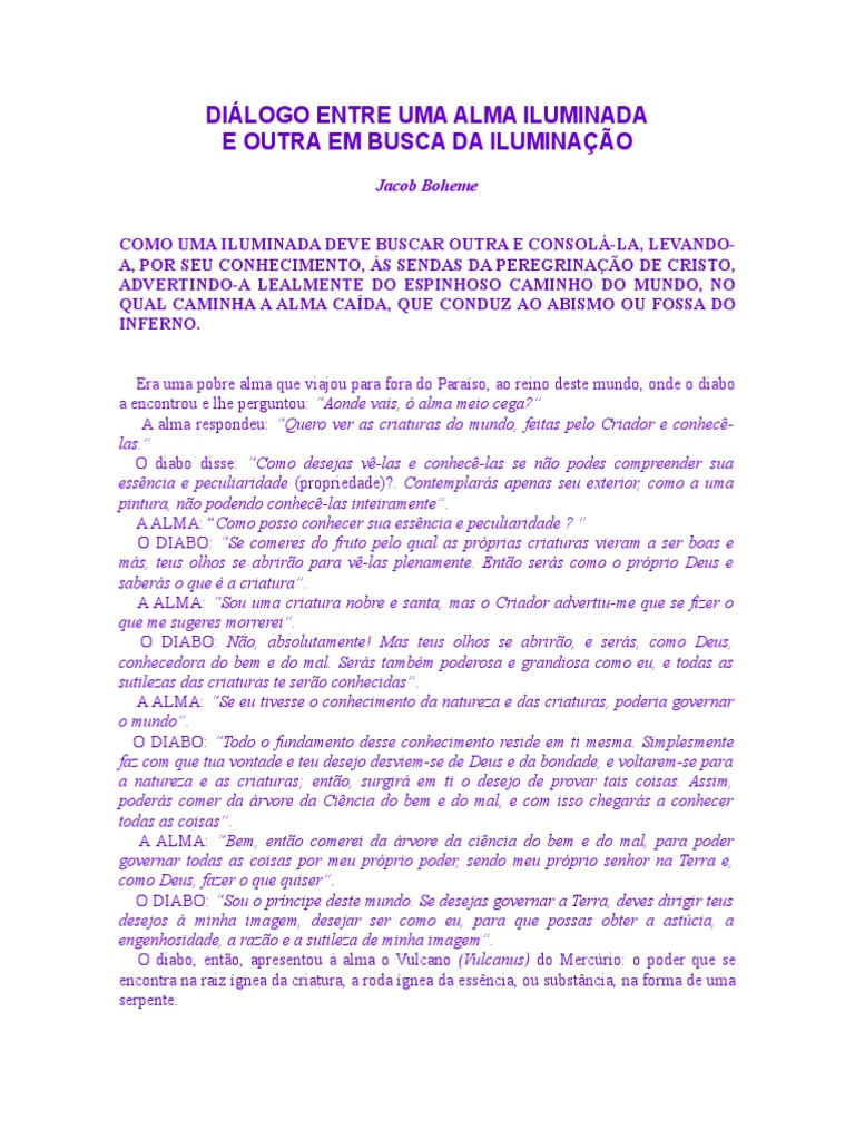 Diálogo Entre Uma Alma Iluminada e Outra em Busca Da Iluminação - Jacob ...