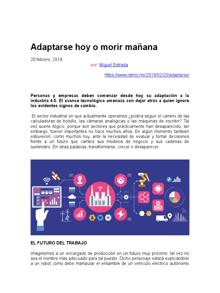 Adaptarse Hoy o Morir Mañana | PDF | Robot | Robótica