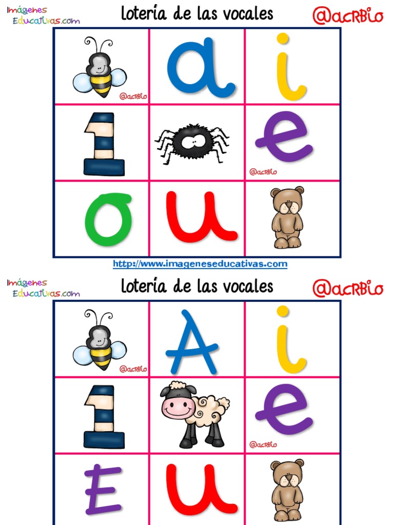 Lotería Bingo de Las Vocales | PDF