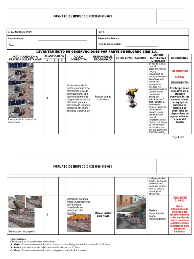 3 Formato de Inspección Seguridad | PDF