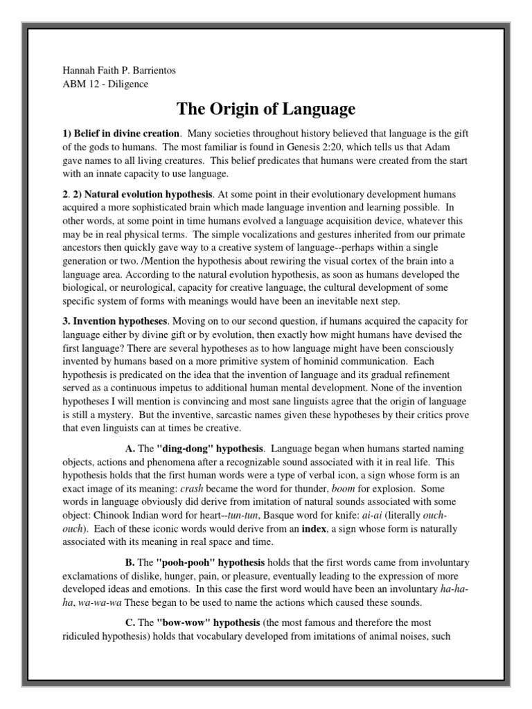 The Origin of Language | PDF | Mail | Origin Of Language
