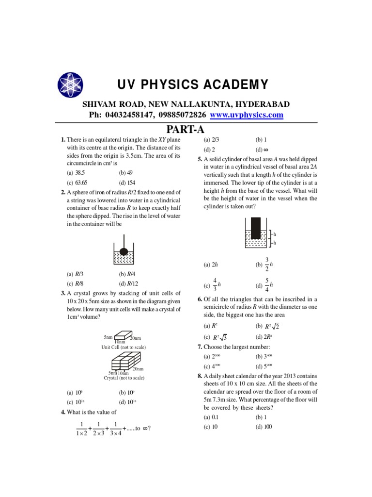 Uv Physics Academy: Part-A | PDF | Speed Of Light | Atoms
