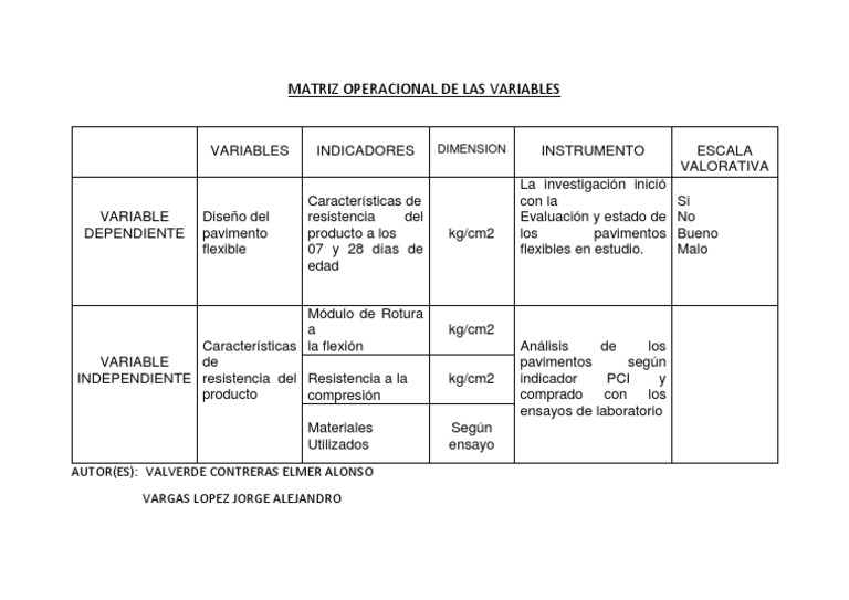 Matriz de Variables | PDF