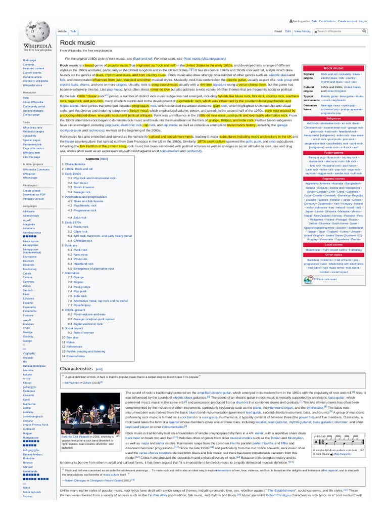Rock Music Wiki | PDF | Rock Music | Rock And Roll