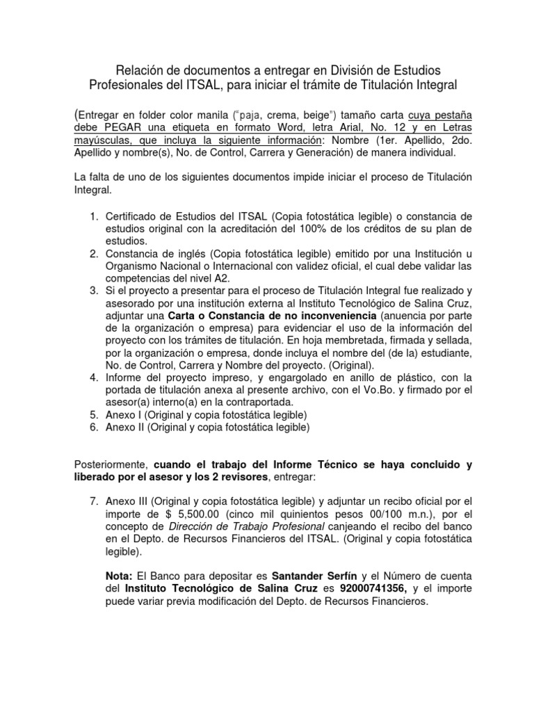 Requisitos para La Titulación ITSAL | PDF | Business | Science