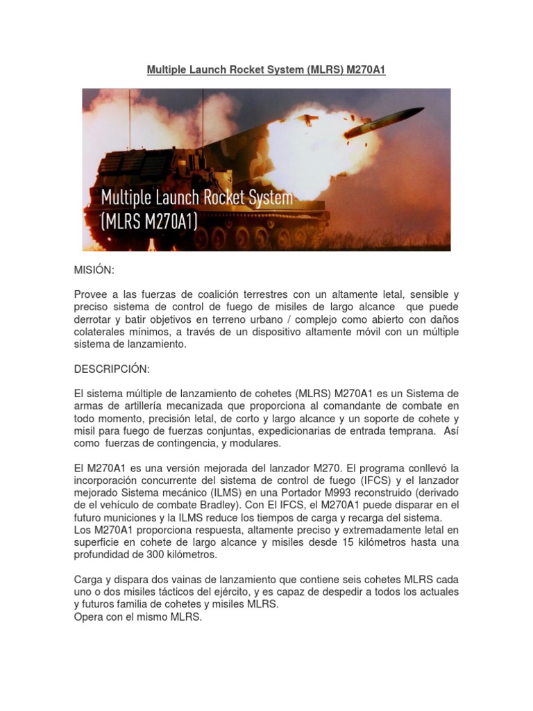 M270A1: Sistema de Lanzamiento Múltiple MLRS | PDF | Misil | Tecnología ...