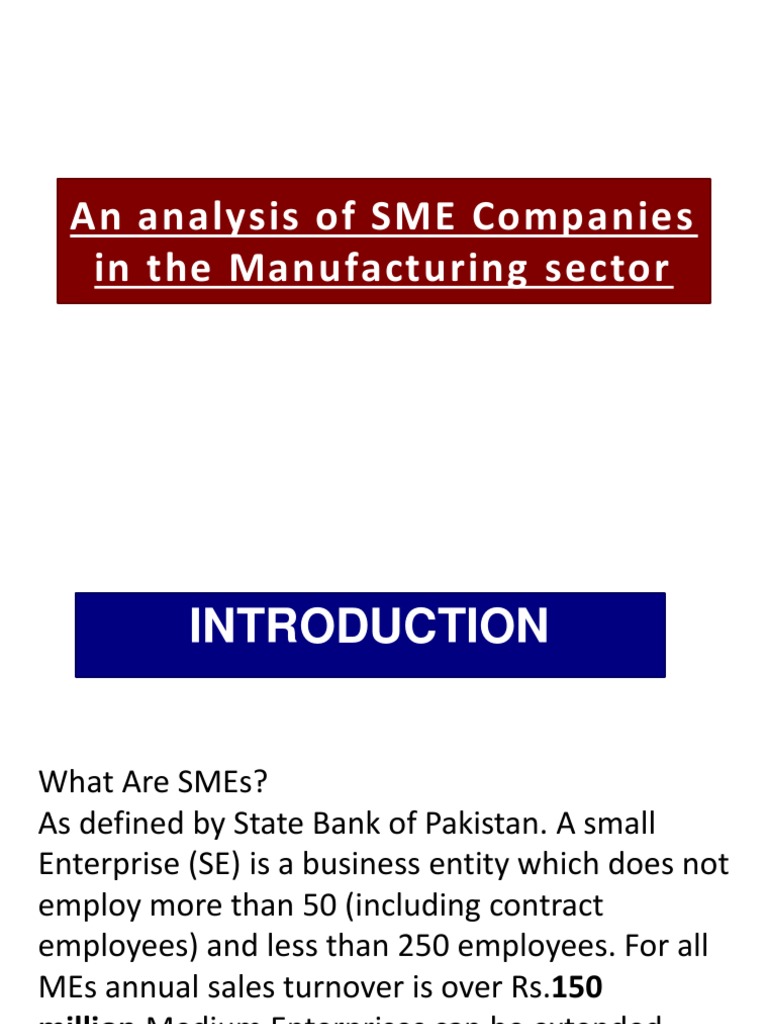 An Analysis of SME Companies in The Manufacturing Sector | PDF