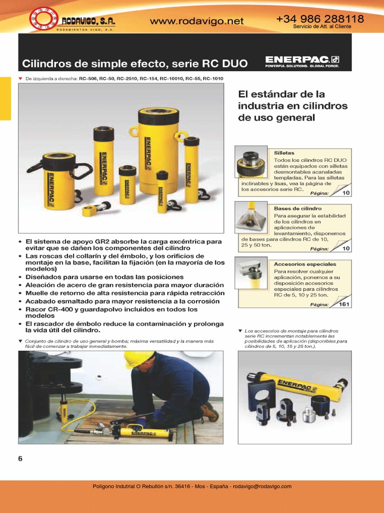 ENERPAC 05 Cilindros de Simple Efecto | PDF | Química | Ingeniería de Edificación