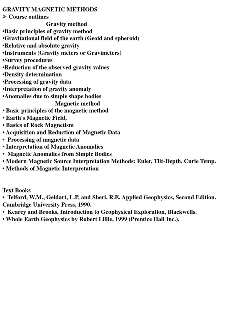 Basic Principles of Gravity Method | PDF | Pendulum | Gravity