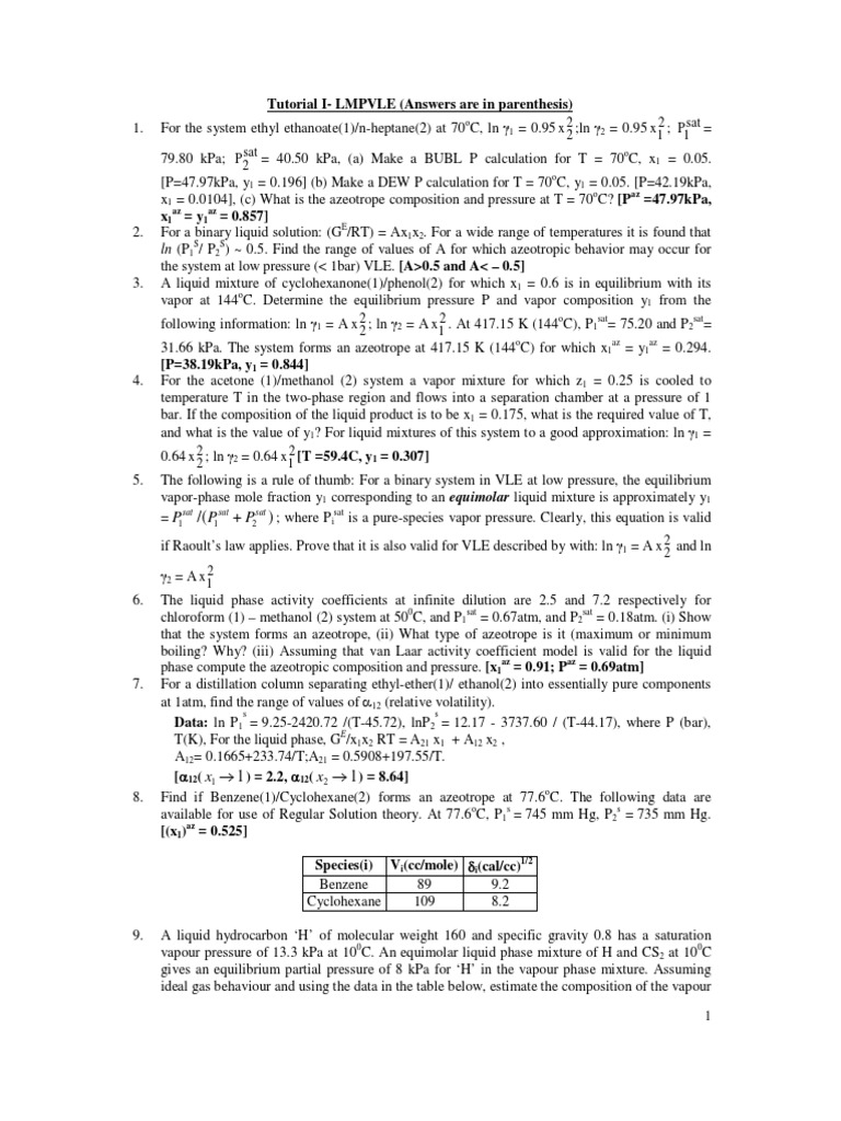 Tutorial 1 | PDF | Thermodynamics | Chemistry