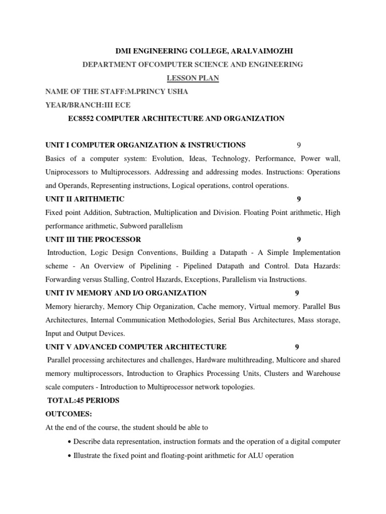 Lesson Plan Cao | PDF | Parallel Computing | Central Processing Unit