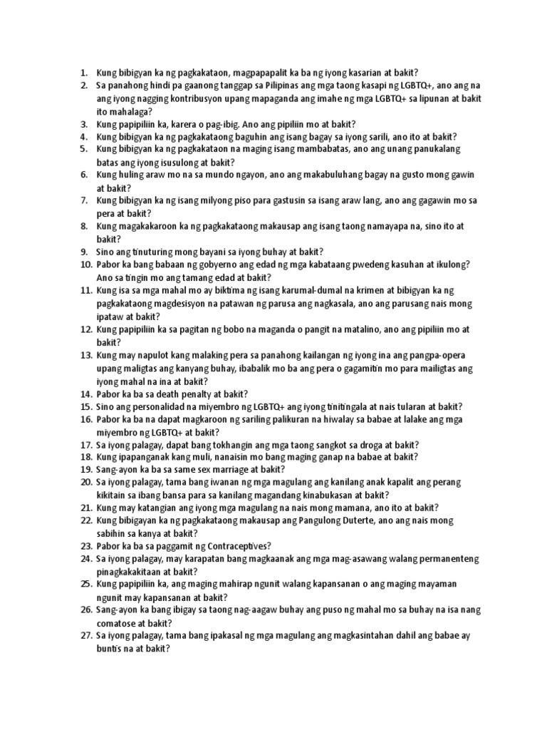 Miss Gay Questionaires | PDF