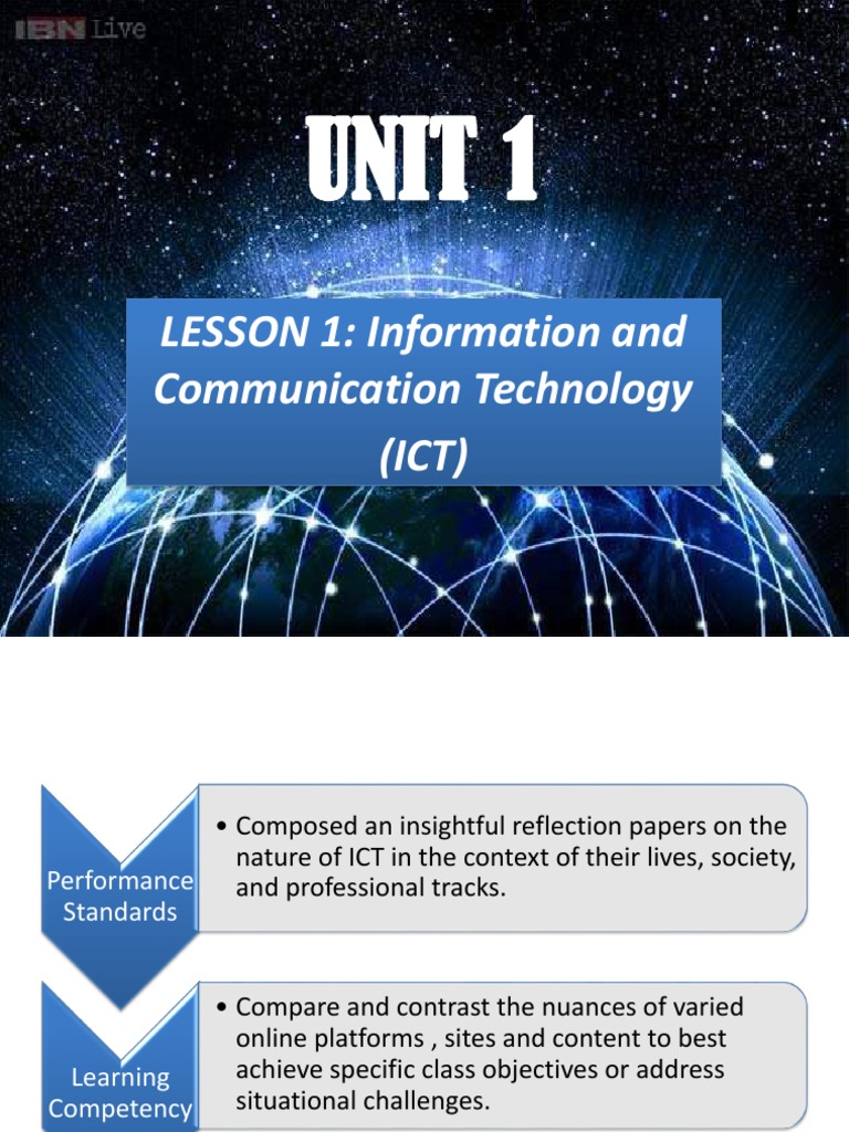 Unit 1: LESSON 1: Information and Communication Technology (ICT) | PDF ...