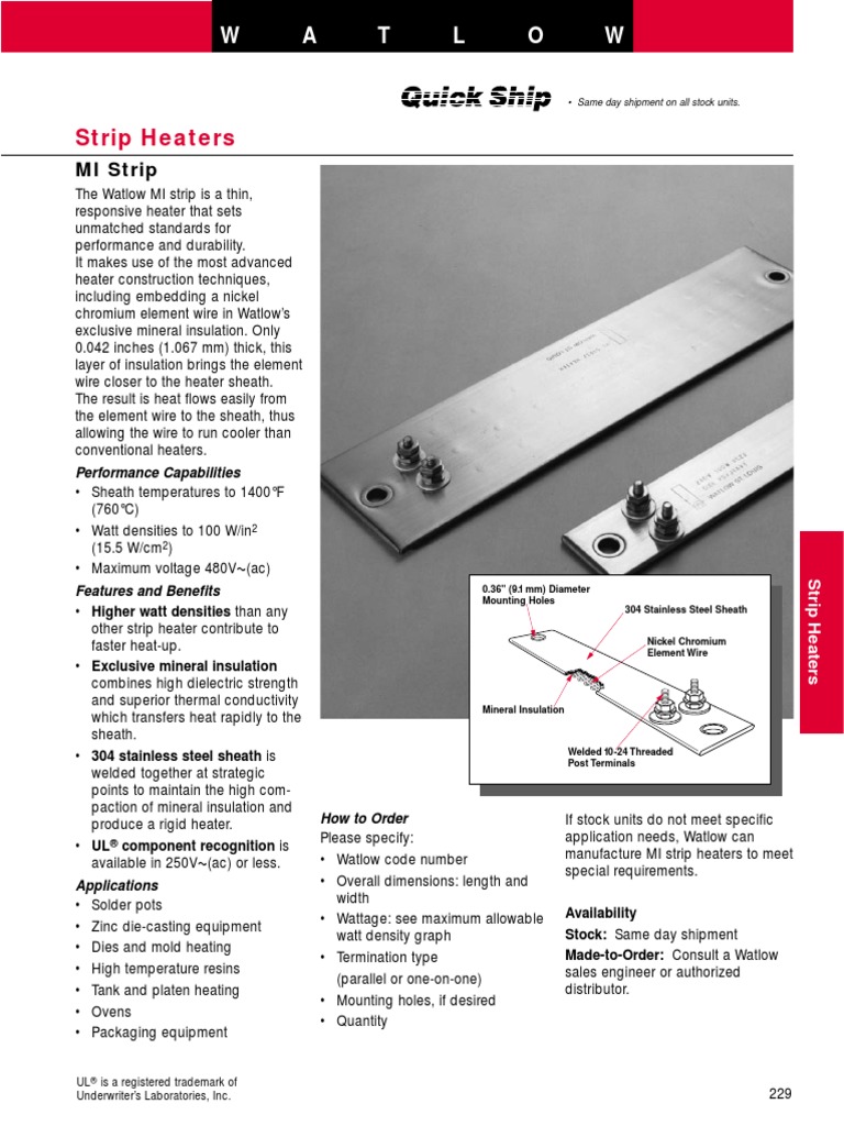 Watt Density Plate Heater | PDF | Insulator (Electricity) | Wire