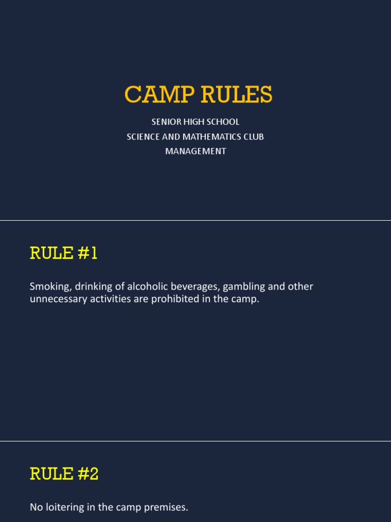 Camp Rules: Senior High School Science and Mathematics Club Management ...
