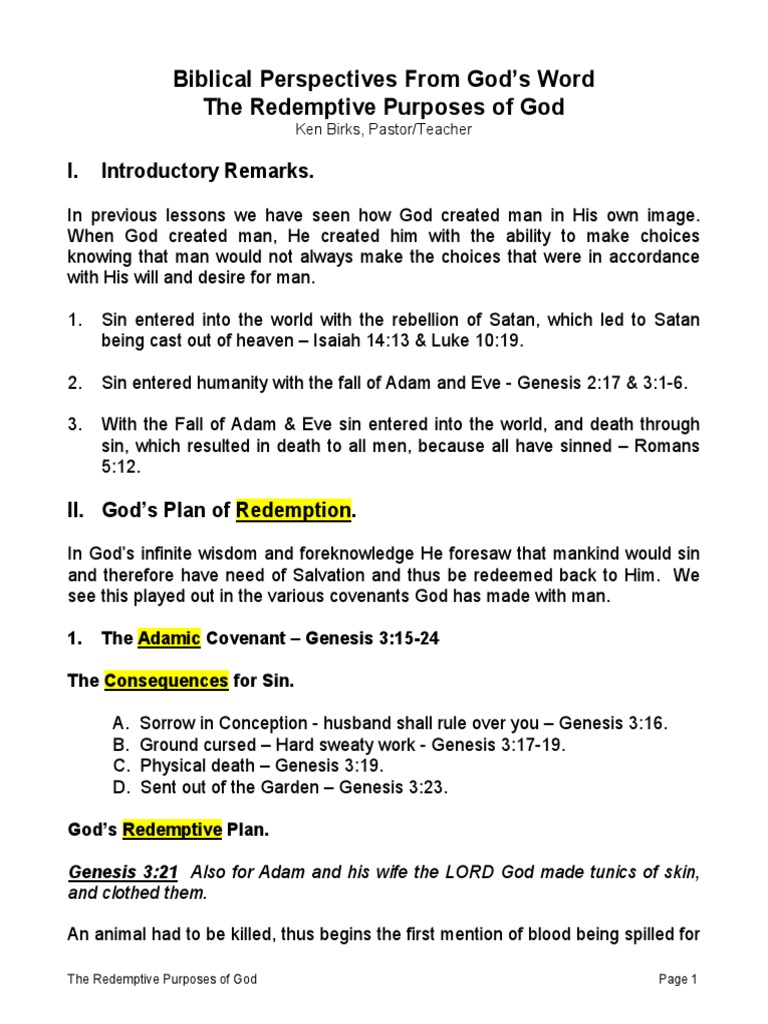 Redemptive Purposes | PDF | Jacob | Abraham