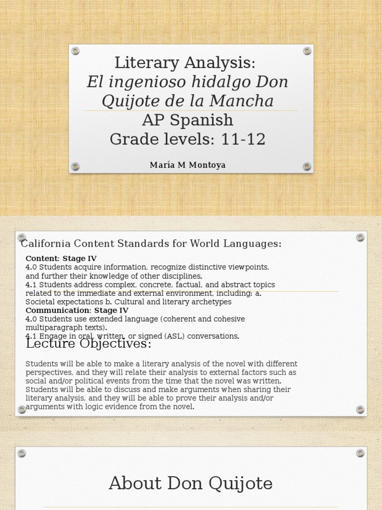 Literary Analysis of Don Quijote | PDF | Communication