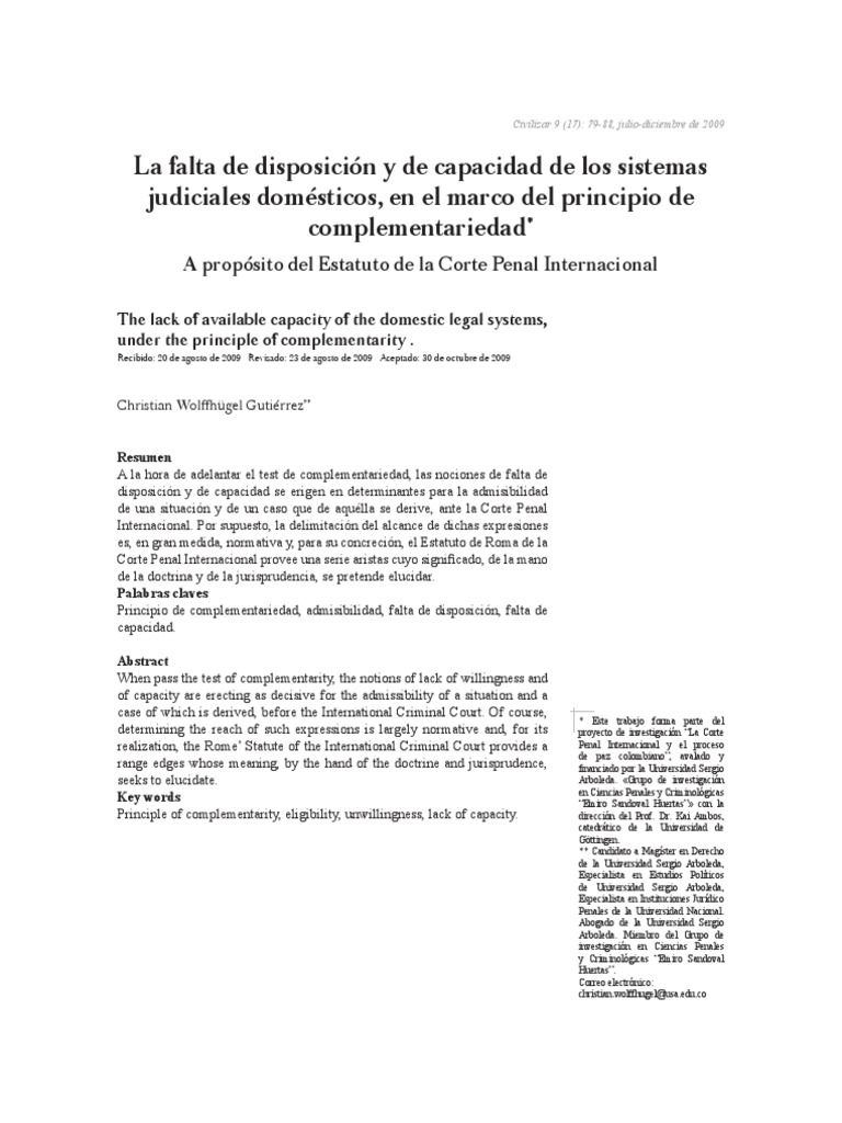 Principio de Complementariedad en La CPI | PDF | Derechos humanos ...