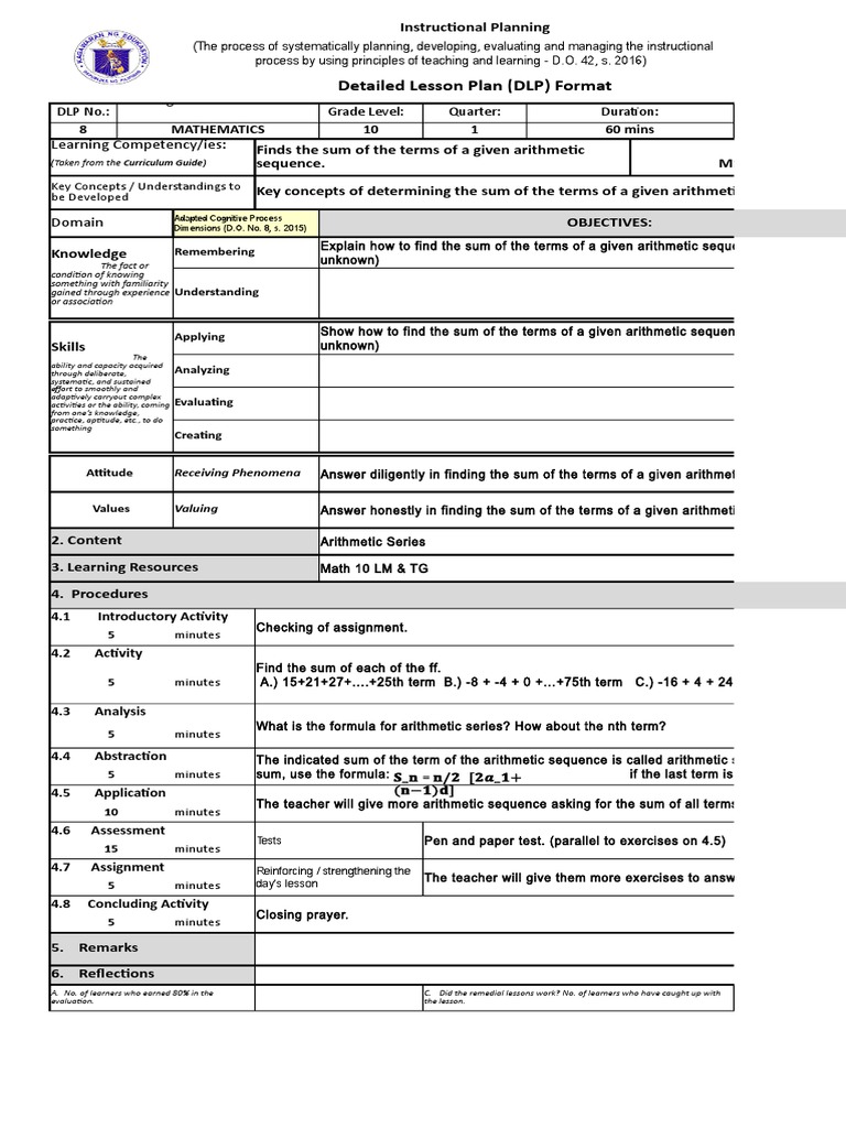 Detailed Lesson Plan (DLP) Format: Learning Competency/ies: Code | PDF ...