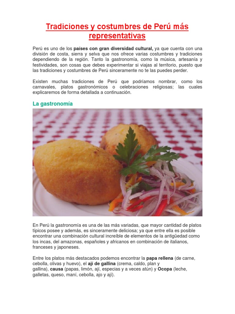 El Perú Es Un País Rico en Cultura | PDF | Perú | Cocina