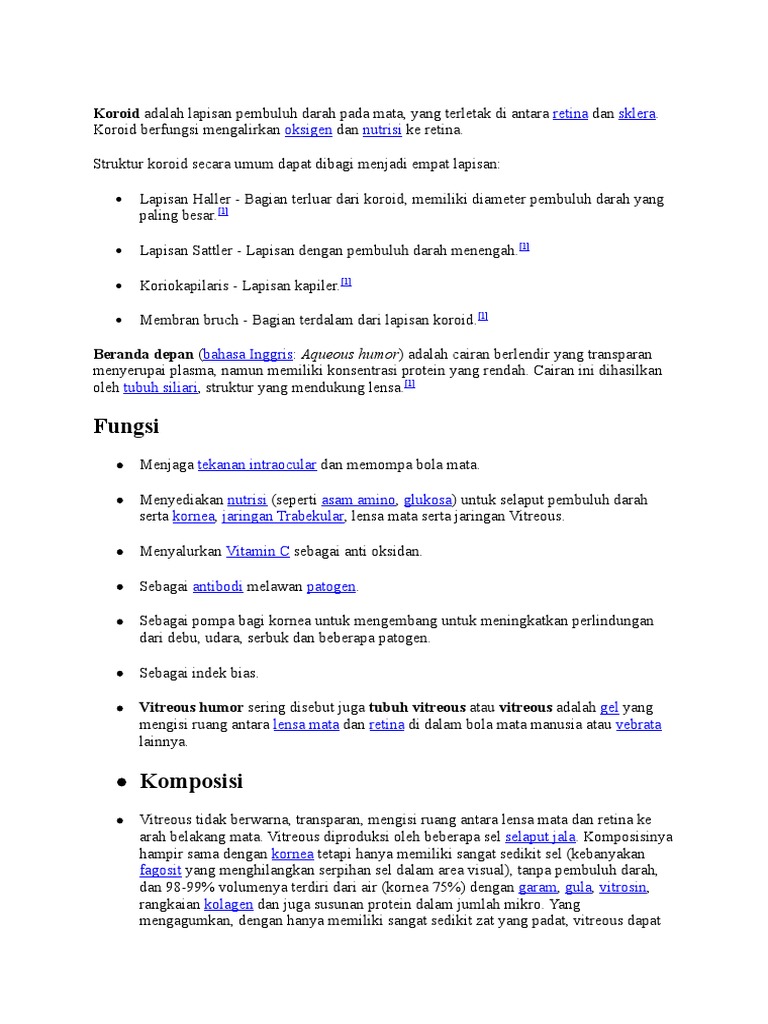 Koroid Adalah Lapisan Pembuluh Darah Pada Mata | PDF
