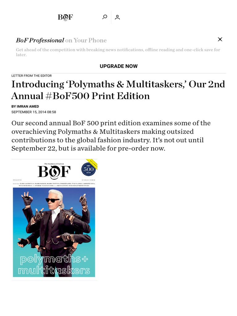 Introducing Polymaths & Multitaskers,' Our 2nd Annual #BoF500 Print Edition - Letter From The ...