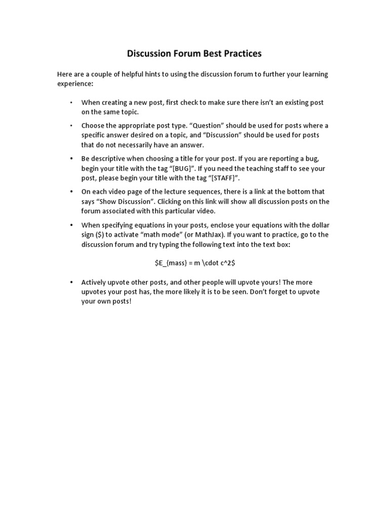 Discussion Best Practices | PDF