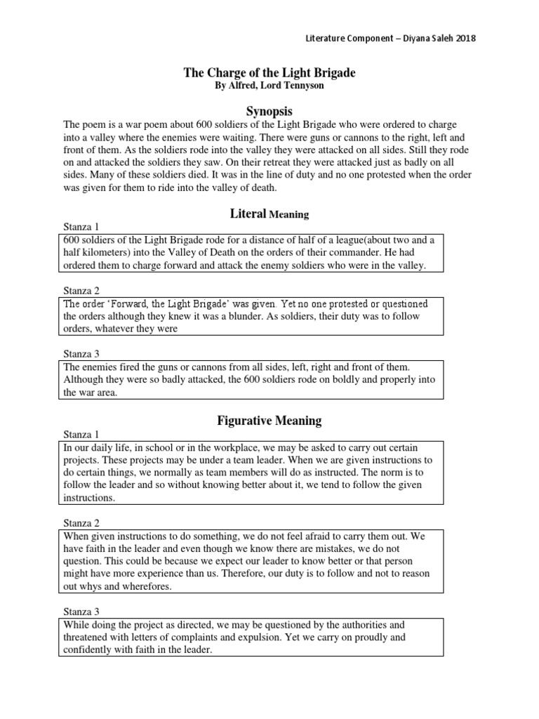 The Charge of The Light Brigade | PDF | Courage | Unrest