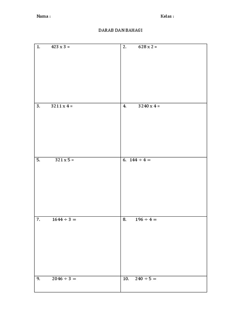 Latihan Darab dan Bahagi Matematik | PDF | Career & Growth | Language ...