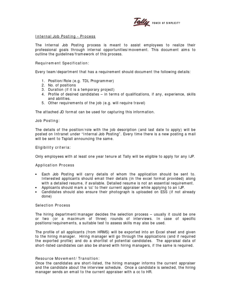 Internal Job Posting Process Guide | PDF | Résumé | Labour
