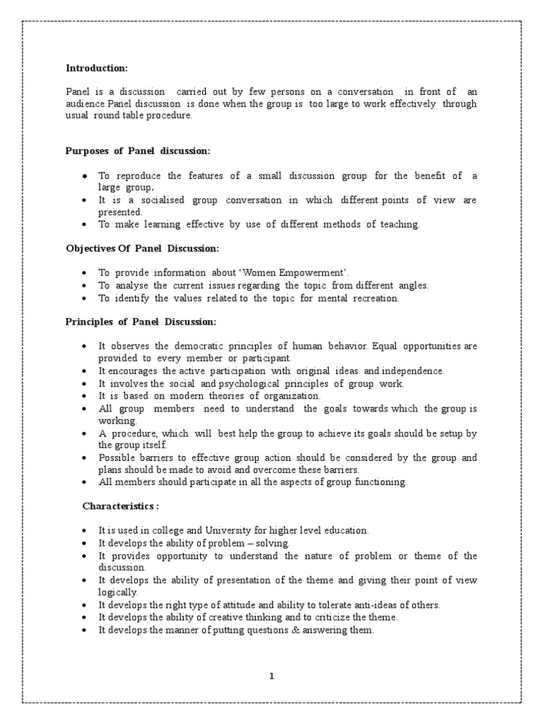 Panel Discussion Report | PDF | Critical Thinking | Thought