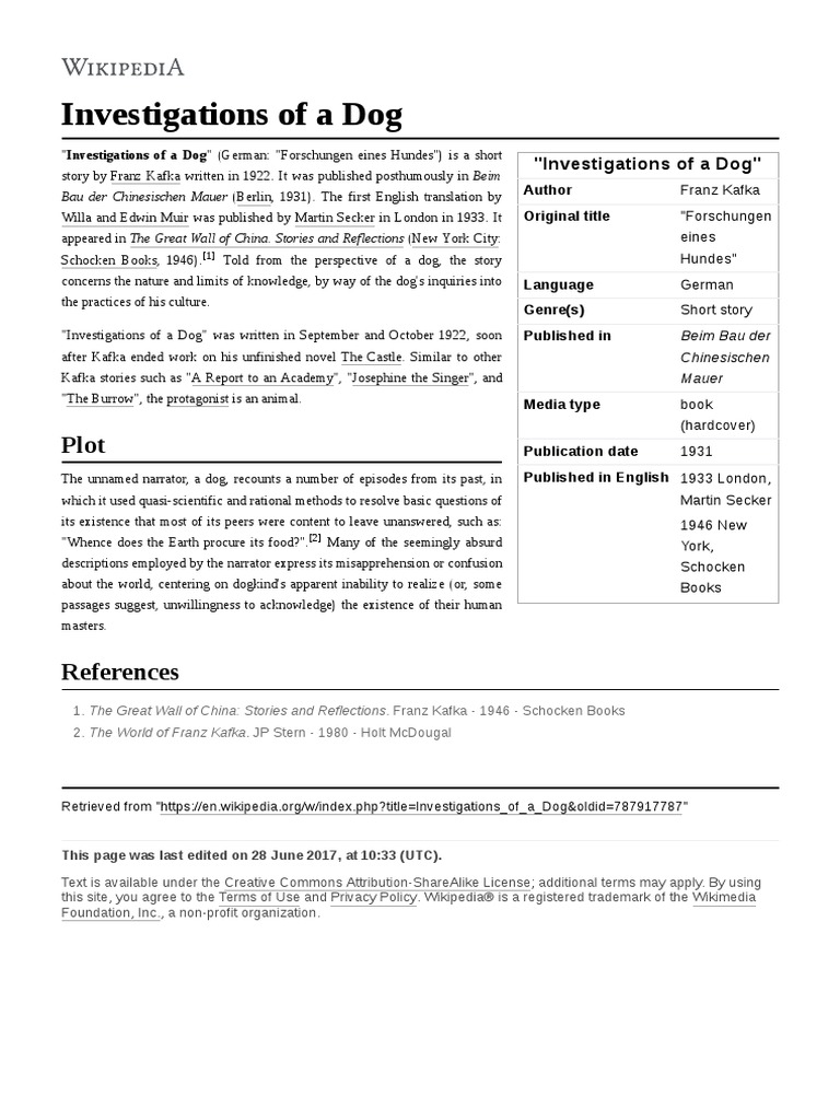 Investigations of A Dog | PDF