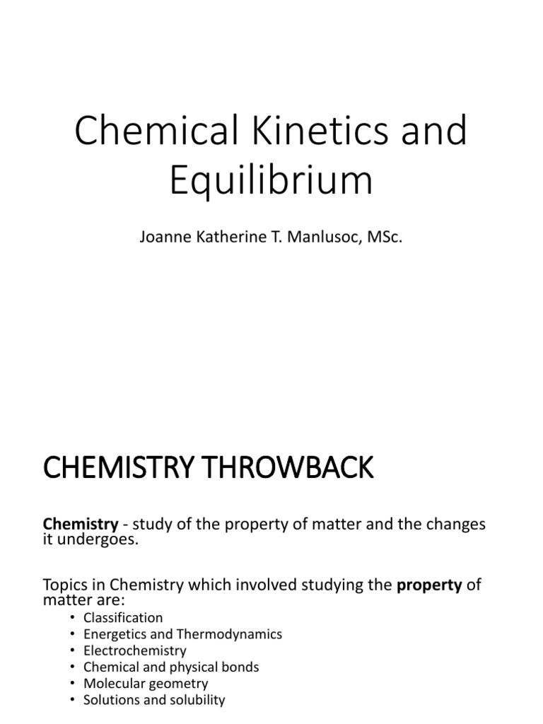 1 Chemical Kinetics and Equilibrium | PDF | Reaction Rate | Acid
