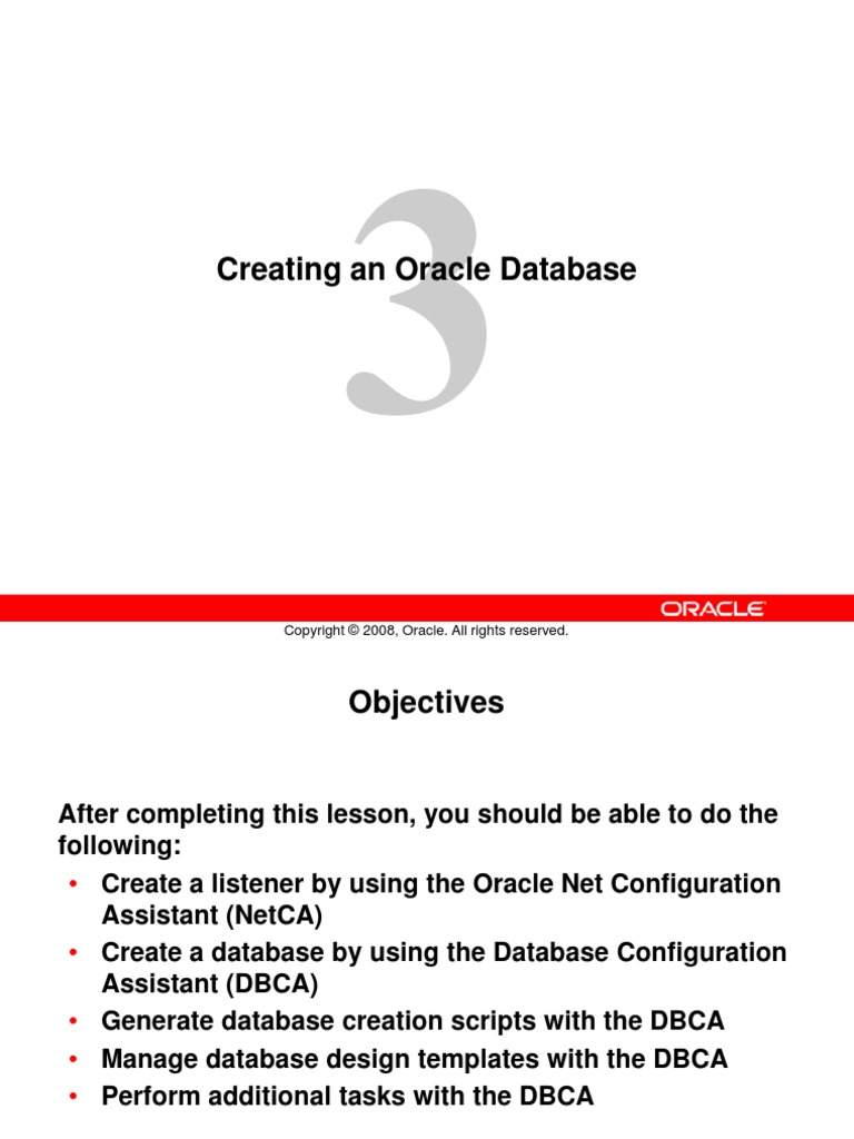 Creating An Oracle Database | PDF | Oracle Database | Databases