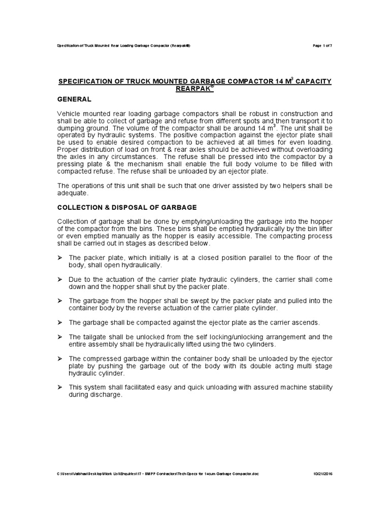 Technical Specification | PDF | Valve | Truck