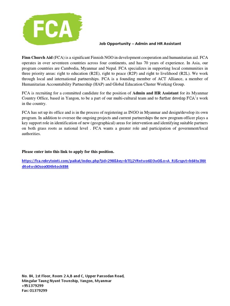 Job Opportunity - Admin and HR Assistant | PDF