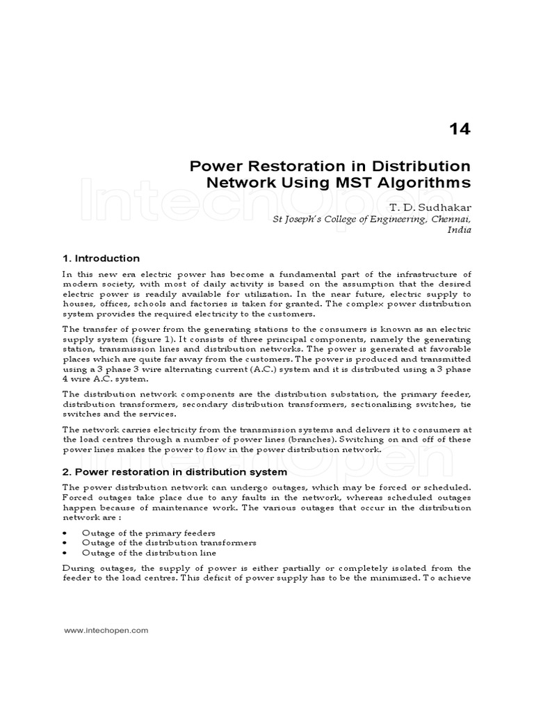 Sudhakar - Power Restoration in Distribution Network Using MST Algorithms | PDF | Field ...