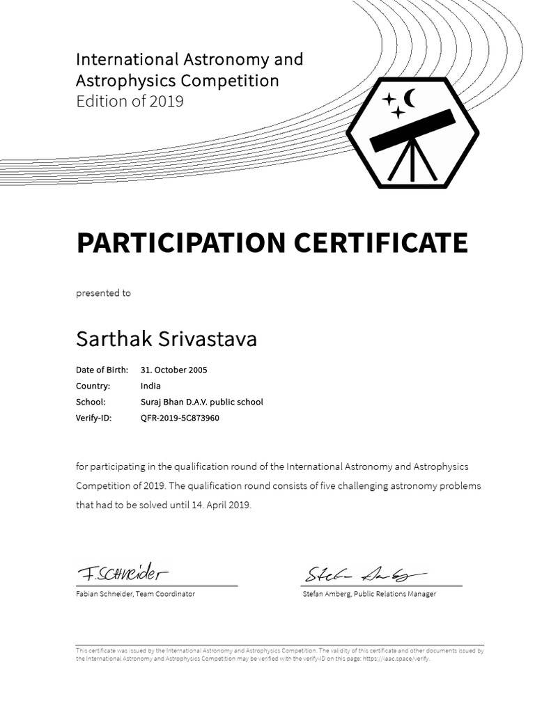 Certificate QFR 2019 5C873960 | PDF